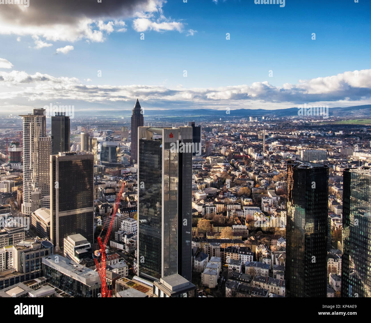 Frankfurt,Germany.Aerial view from Helaba Main Tower of city centre ...
