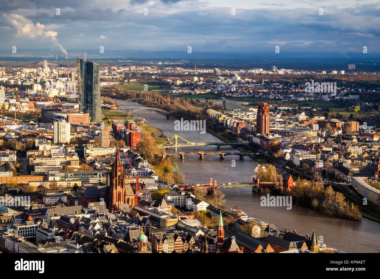 Frankfurt,Germany.Aerial view from Helaba Main Tower.Historic old town ...