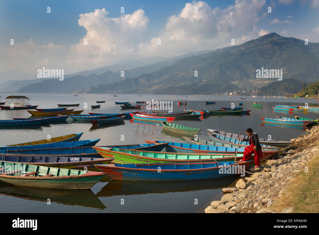 Boats on Begnas Lake Pokhara Nepal Stock Photo - Alamy