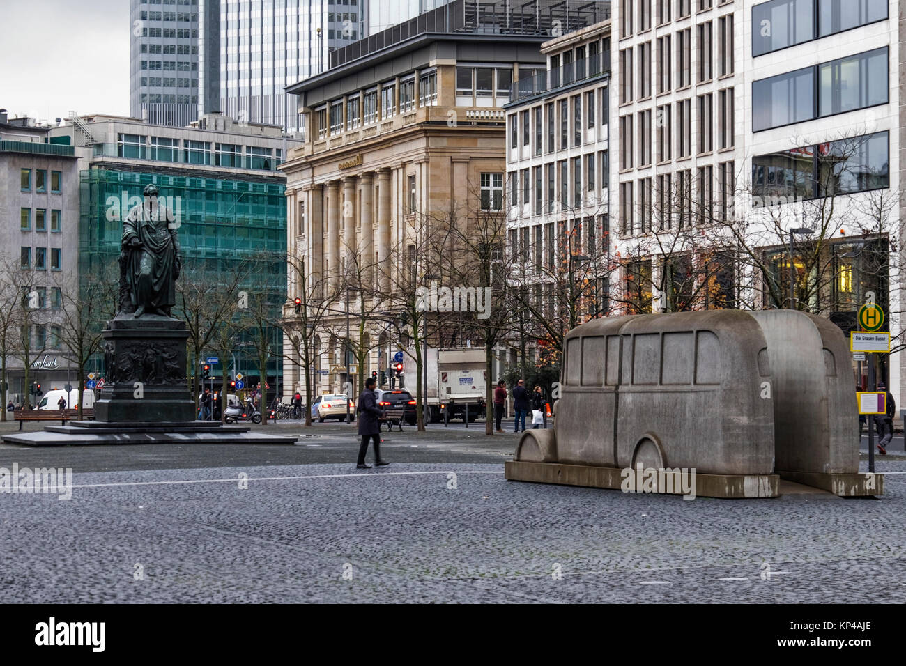 Frankfurt,Germany.The monument of the grey Buses memorial,the ...