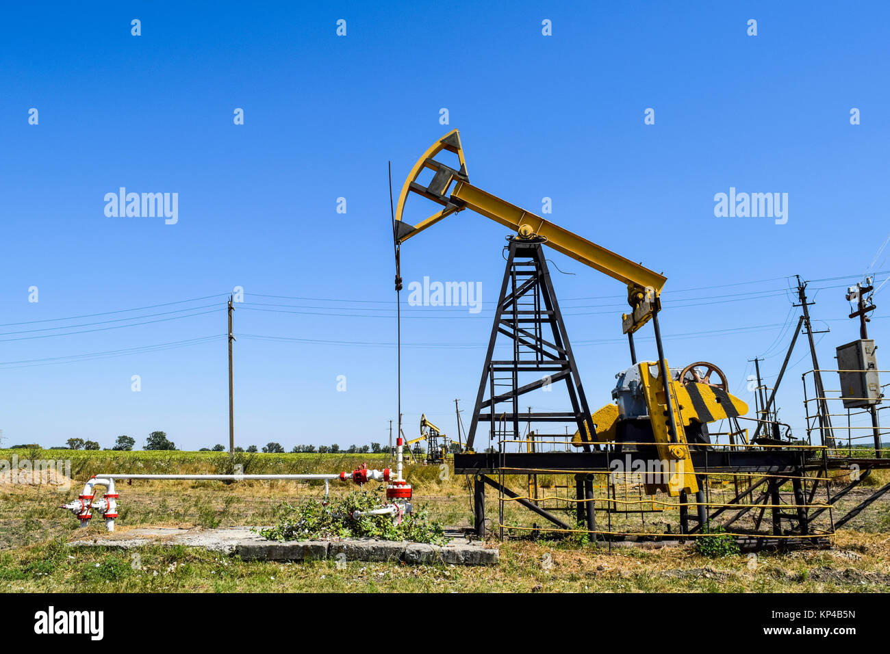 The pumping unit as the oil pump installed on a well. Equipment of oil ...