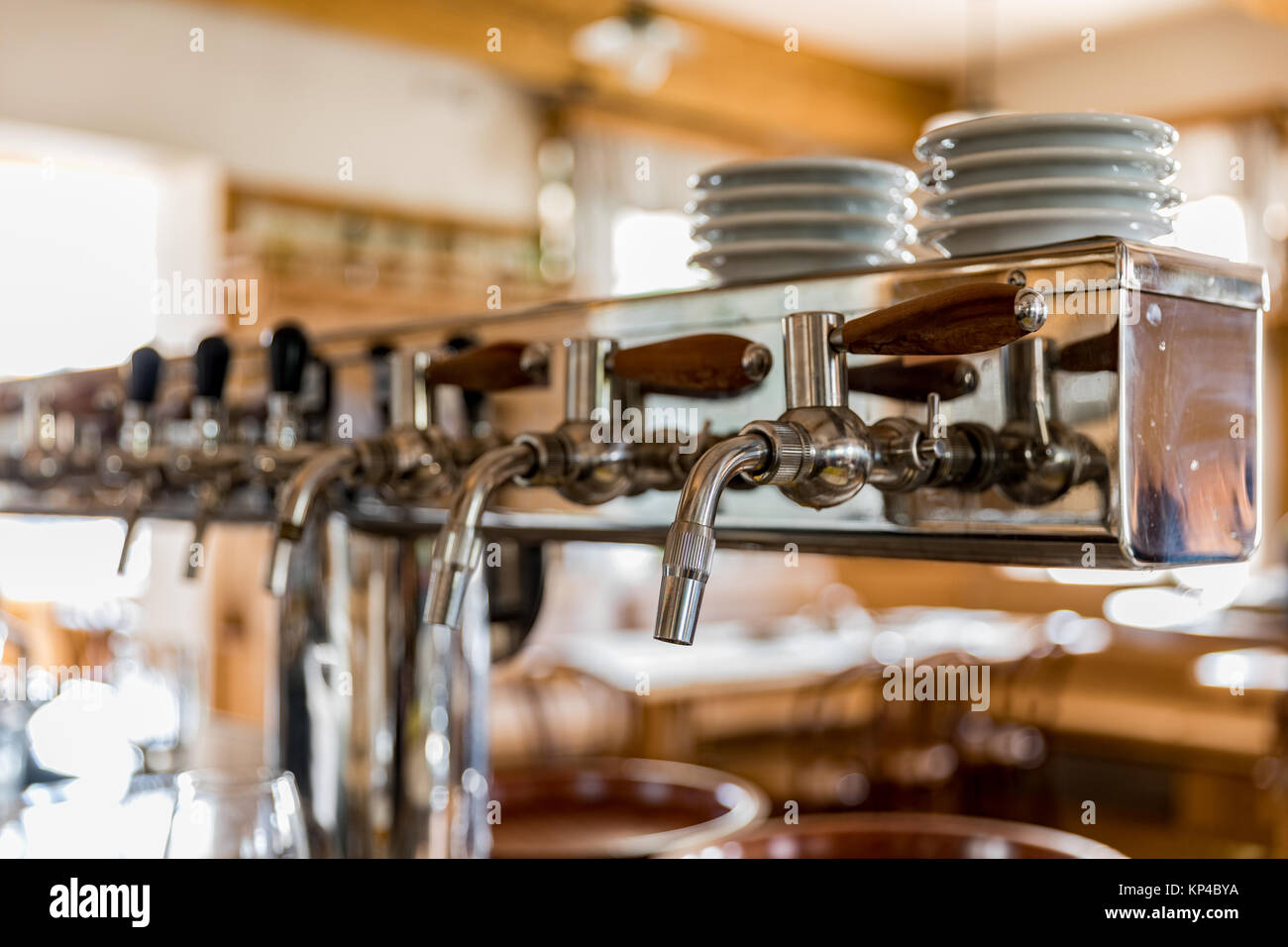 Close Up of Cold Beer Tap. Selective Focused Small home brewery Stock ...