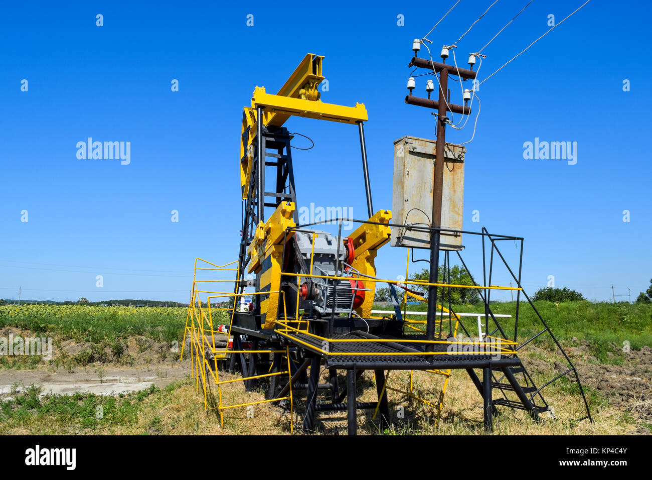 The pumping unit as the oil pump installed on a well. Equipment of oil ...