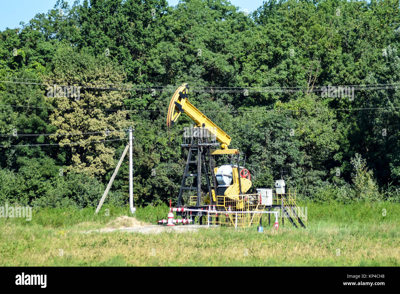 The pumping unit as the oil pump installed on a well. Equipment of oil ...