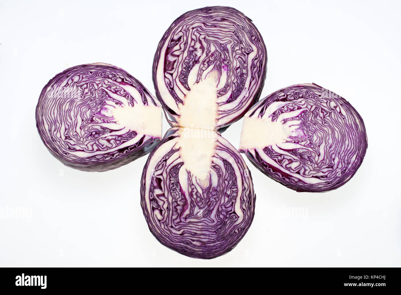 Red Cabbage cross section on White Background Stock Photo - Alamy