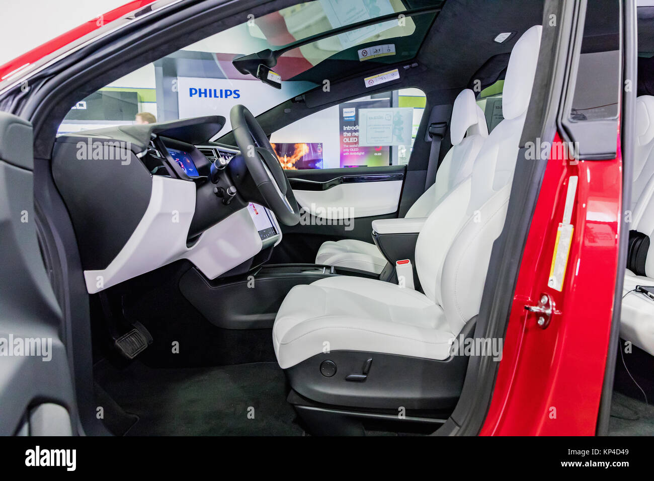 PRAGUE,CZECH REPUBLIC - 17 July 2017. TESLA car Model X - detail on the ...