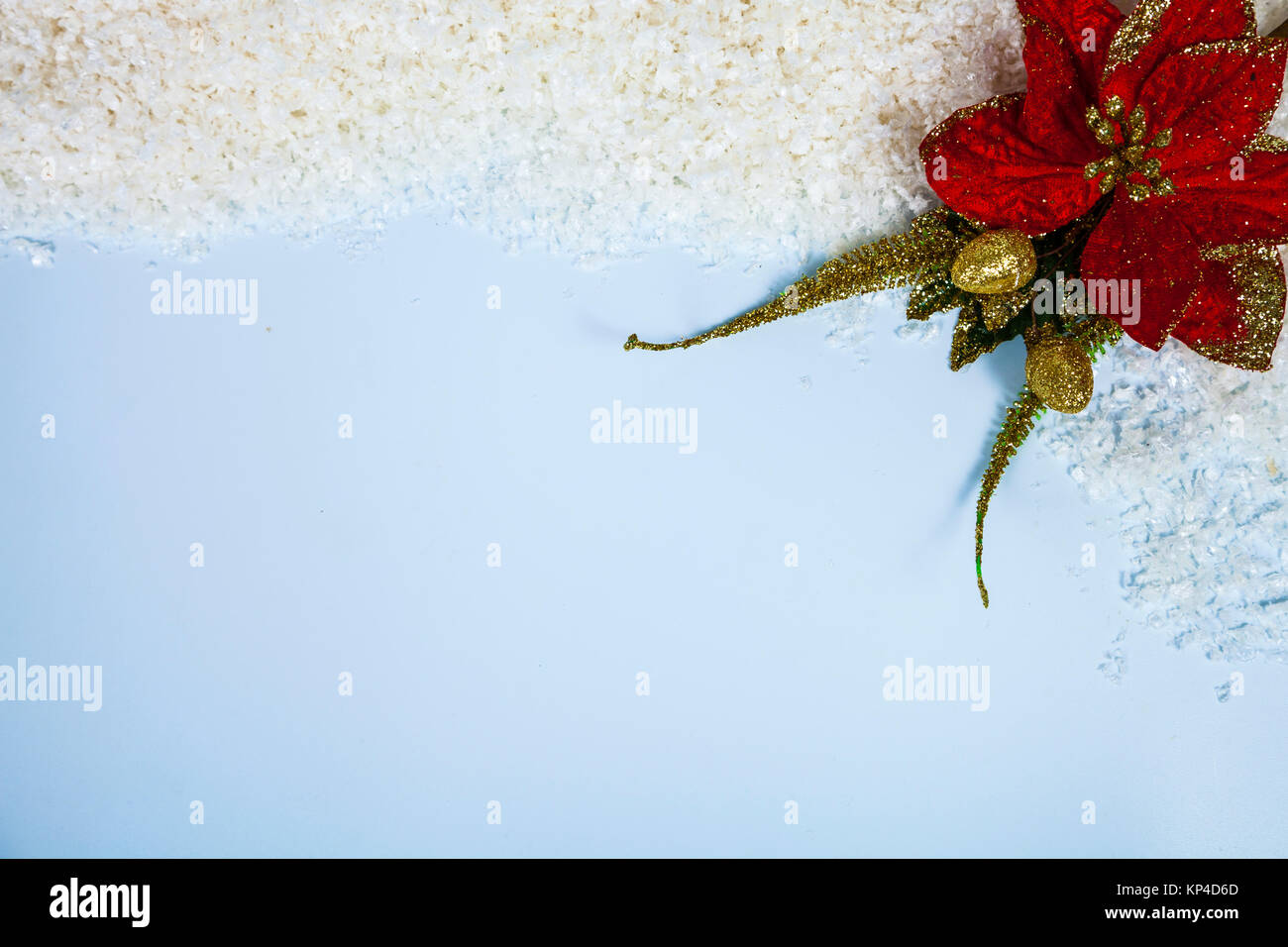 Christmas star in the snow on a blue background. Congratulations on New ...
