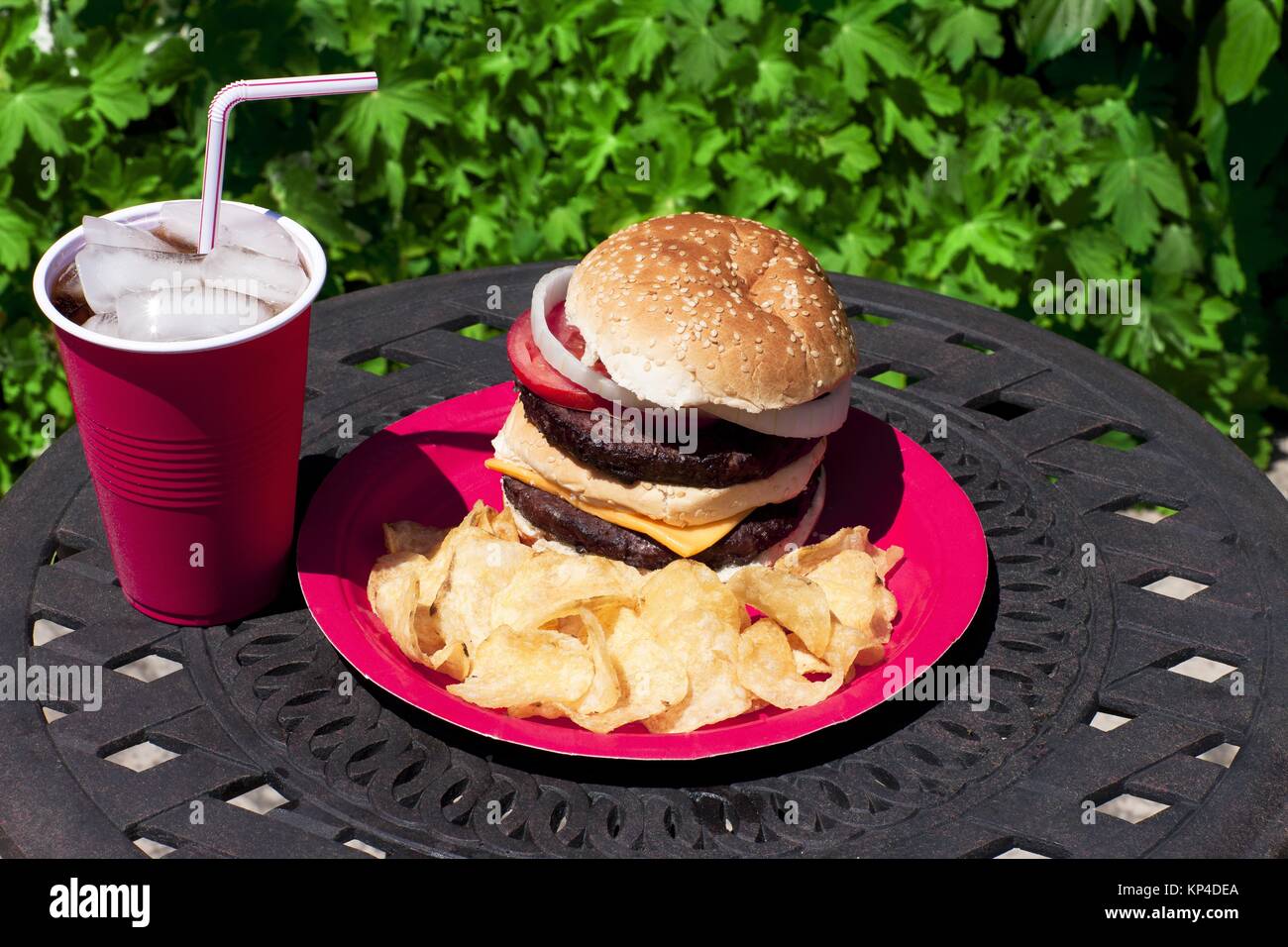 burger and iced drink Stock Photo - Alamy