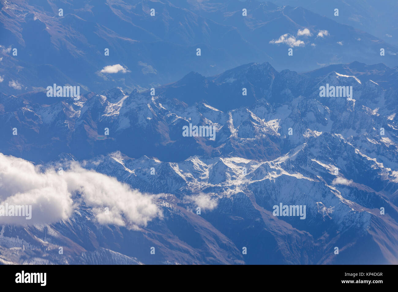 Aerial view of the Swiss alps. Flying over Alps. Amazing view on ...