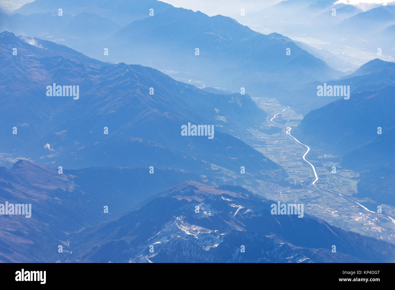 Aerial view of the Swiss alps. Flying over Alps. Amazing view on ...