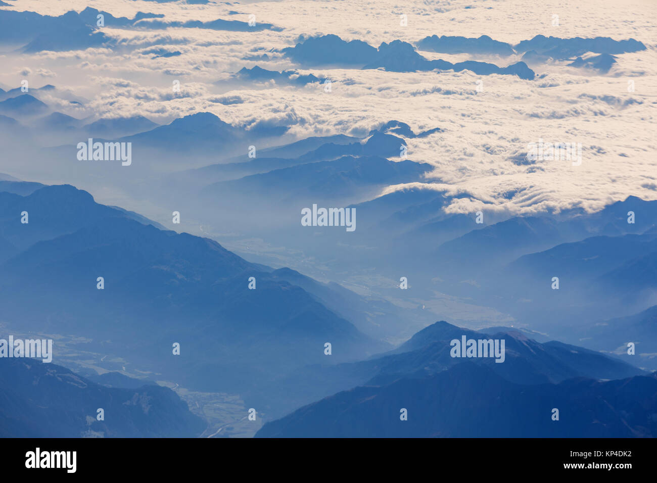 Aerial view of the Swiss alps. Flying over Alps. Amazing view on ...