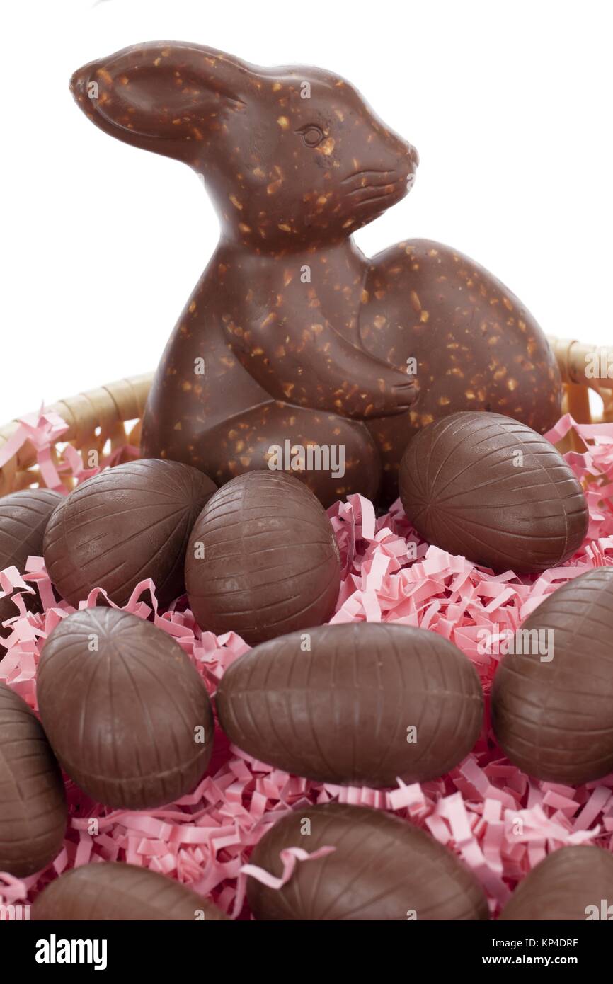 chocolate bunny and eggs Stock Photo - Alamy