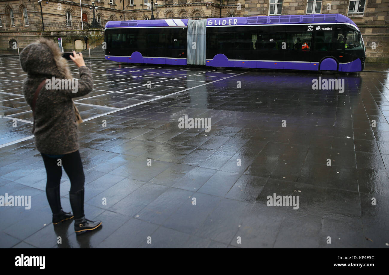 Belfast City's new 'Glider' bus on display to the public at Custom ...