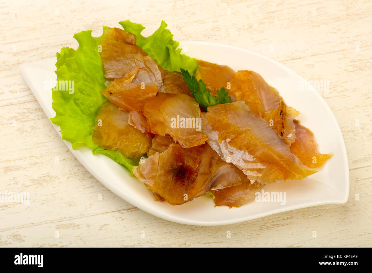 Smoked catfish fillet carpaccio Stock Photo - Alamy
