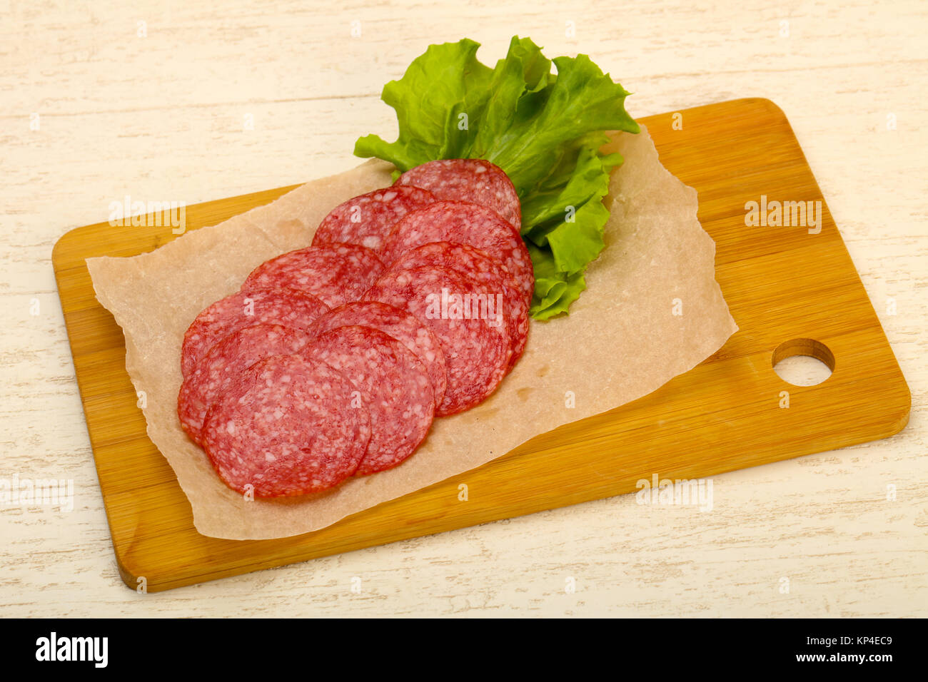 Sliced Salami sausage Stock Photo - Alamy