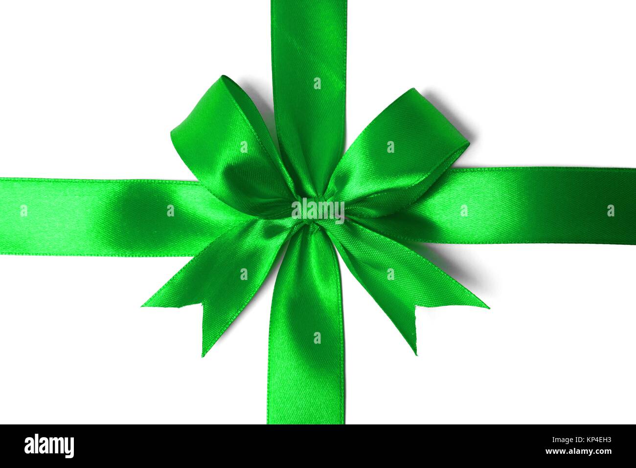 green ribbon with tails isolated on white background Stock Photo - Alamy