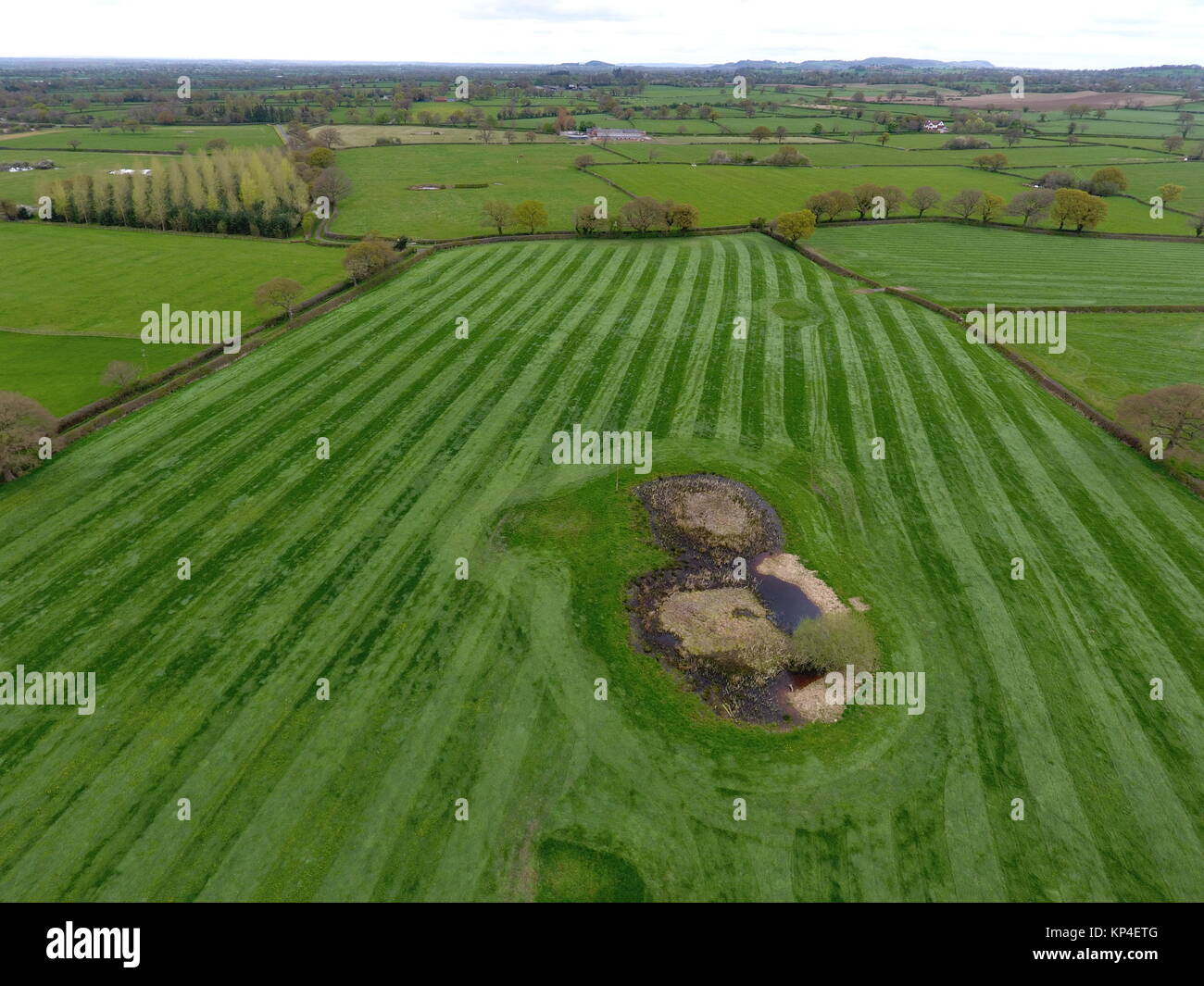 Aerial photograph of a pond in Cheshire, England Stock Photo - Alamy