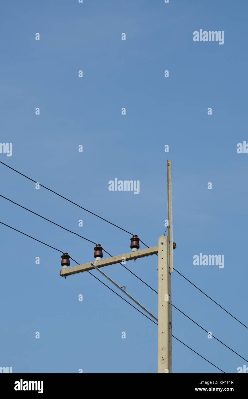 electric pole and cable line on sunny day Stock Photo - Alamy