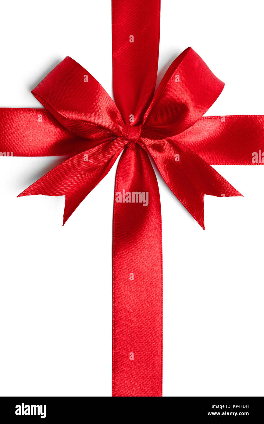 red ribbon with tails isolated on white background Stock Photo - Alamy
