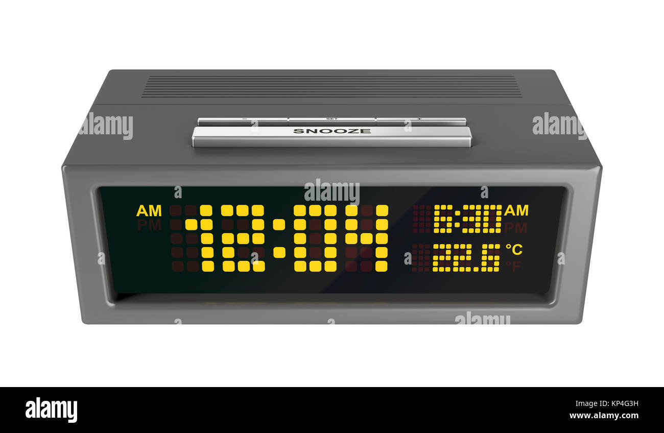 Digital alarm clock isolated on white background Stock Photo - Alamy