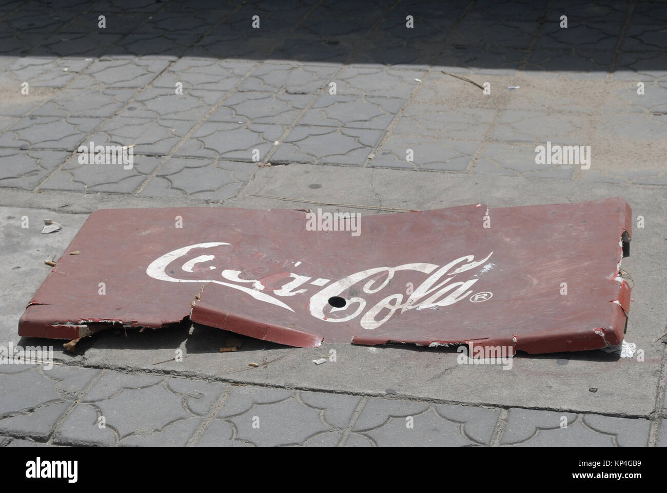 broken and discarded coca-cola sign in Sanyal, Hainan, China Stock ...