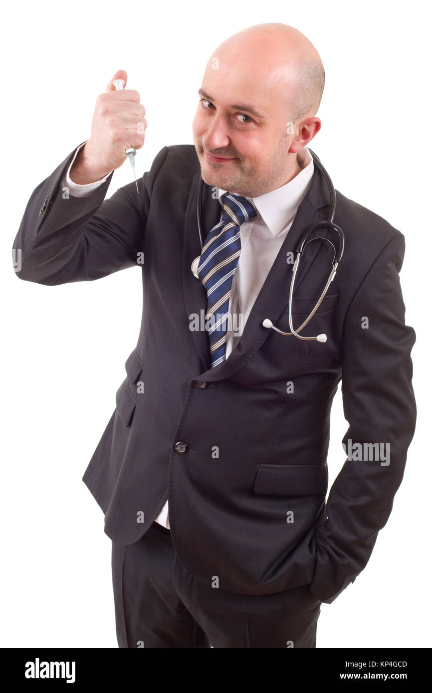 silly male doctor, isolated on white background Stock Photo - Alamy