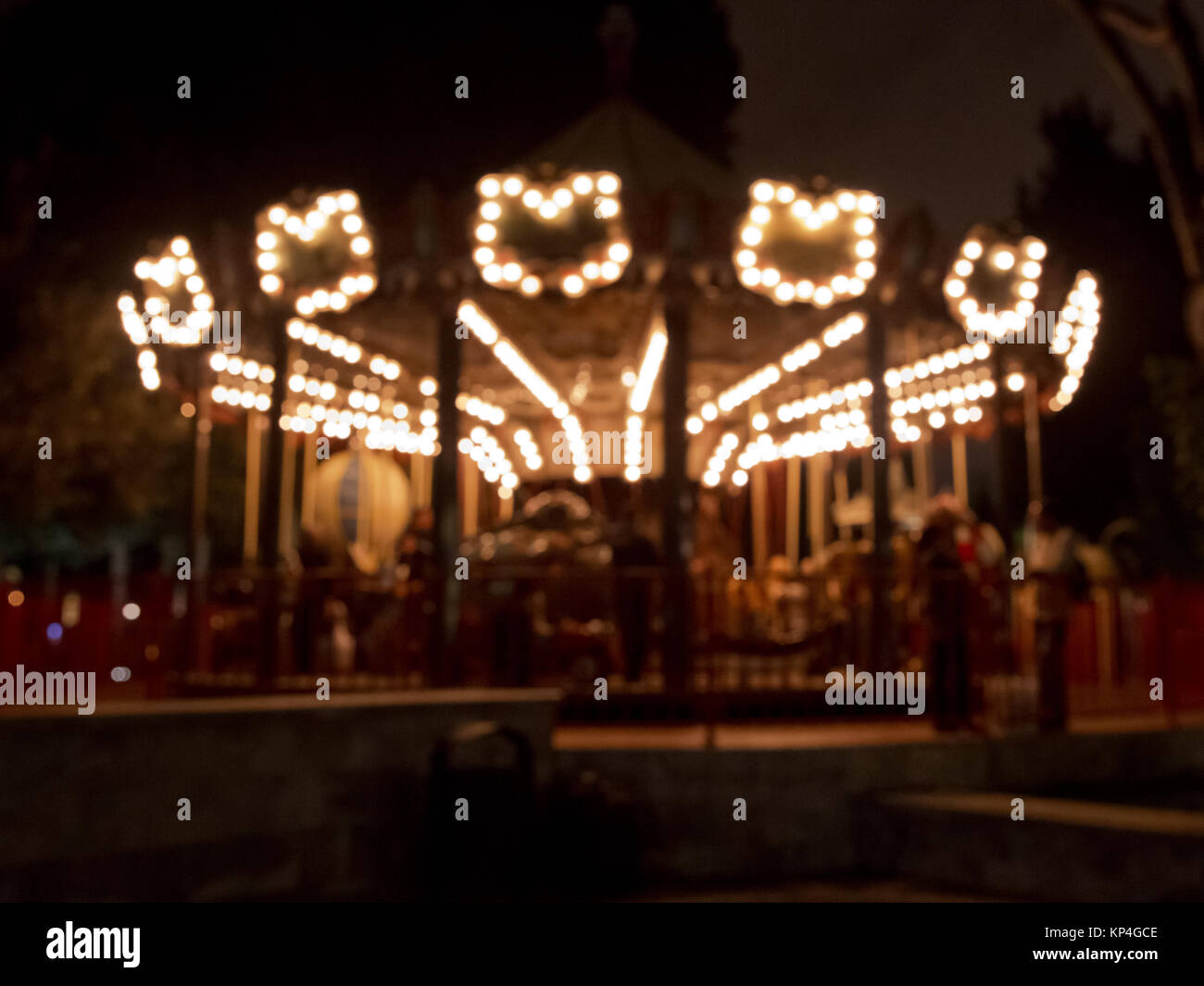 Fun fair and night . Colorful chain swing carousel in motion at ...