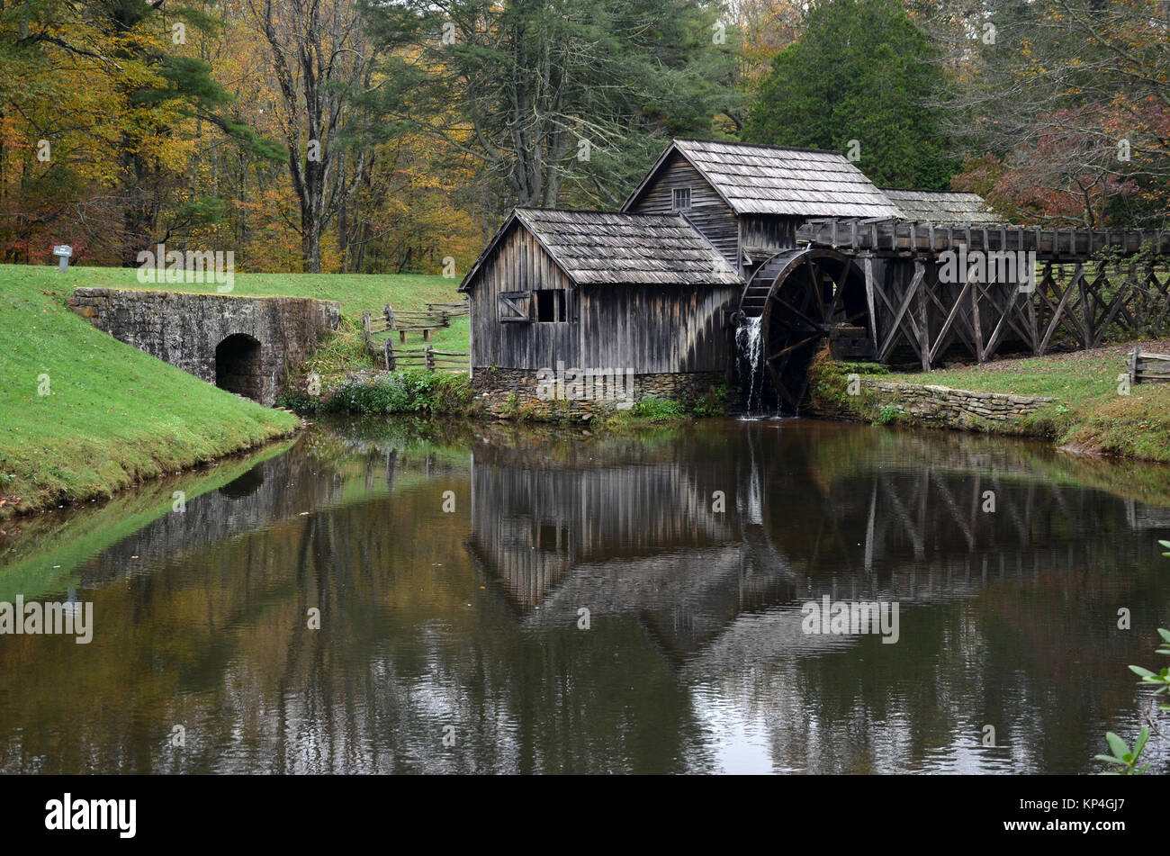 Exterior of historic Mabry Mill water mill, The Meadows of Dan, Blue ...