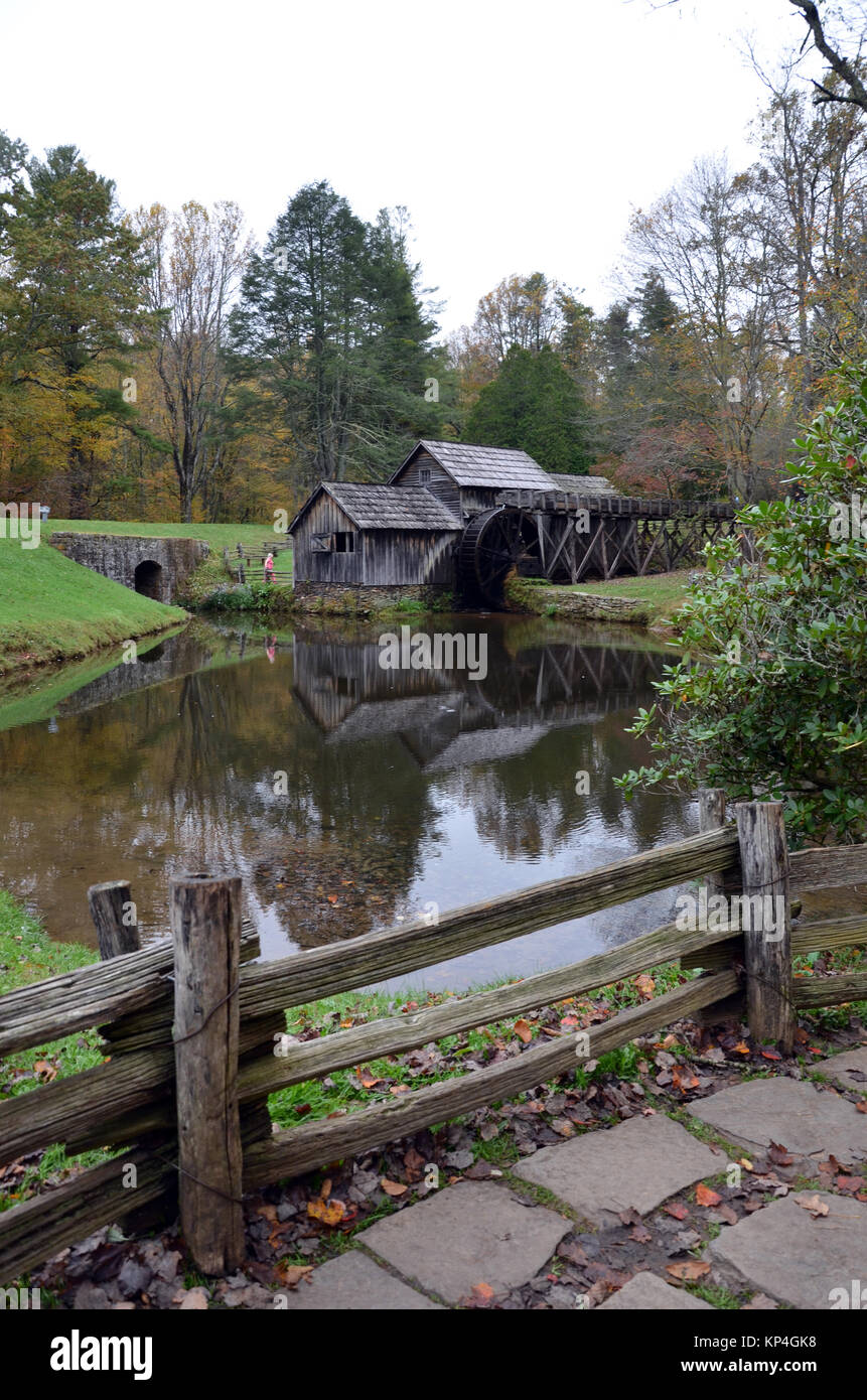 Exterior of historic Mabry Mill water mill, The Meadows of Dan, Blue ...