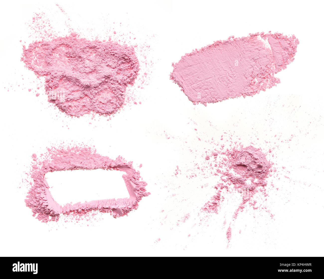 crumbled pink powder on white background Stock Photo - Alamy