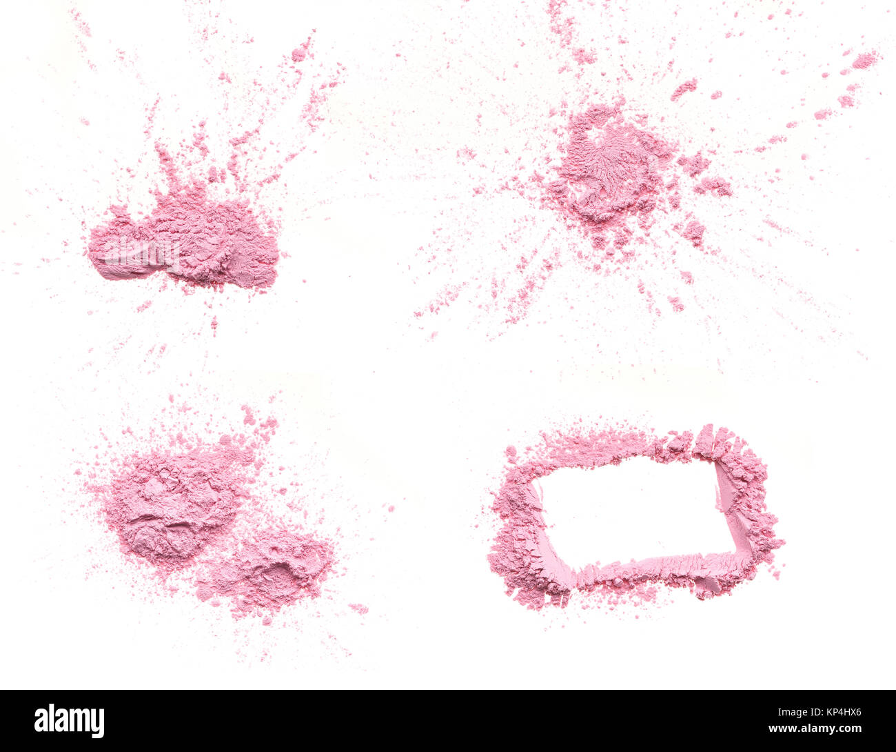 crumbled pink powder on white background Stock Photo - Alamy