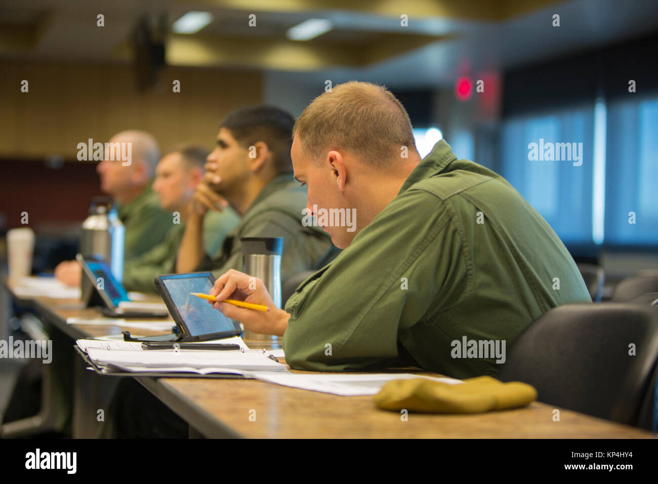 U.S. Marines with Marine Heavy Helicopter Squadron (HMH) 461 attend a ...