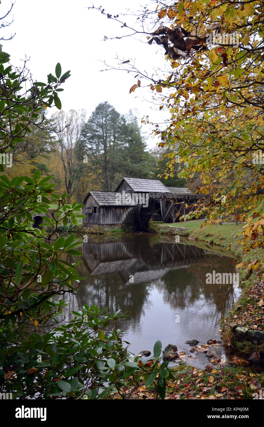 Exterior of historic Mabry Mill water mill, The Meadows of Dan, Blue ...