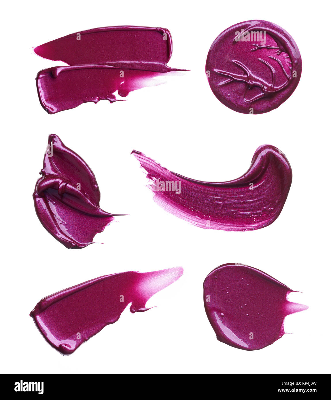 set of smears from various cosmetic products on a white background ...