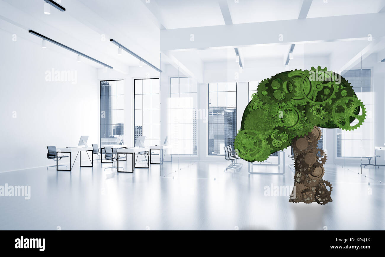 Eco green environment concept presented by tree as working mechanism or ...