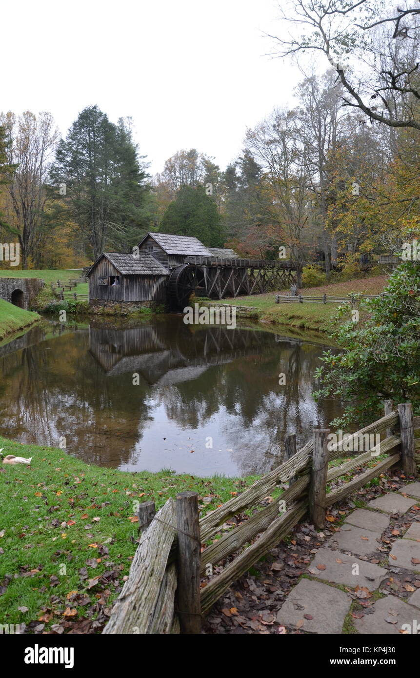 Exterior of historic Mabry Mill water mill, The Meadows of Dan, Blue ...