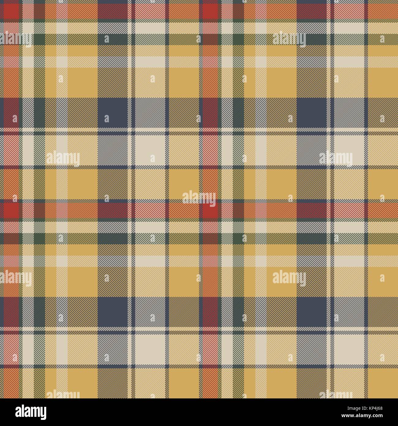 Yellow plaid check fabric texture seamless pattern. Vector illustration ...