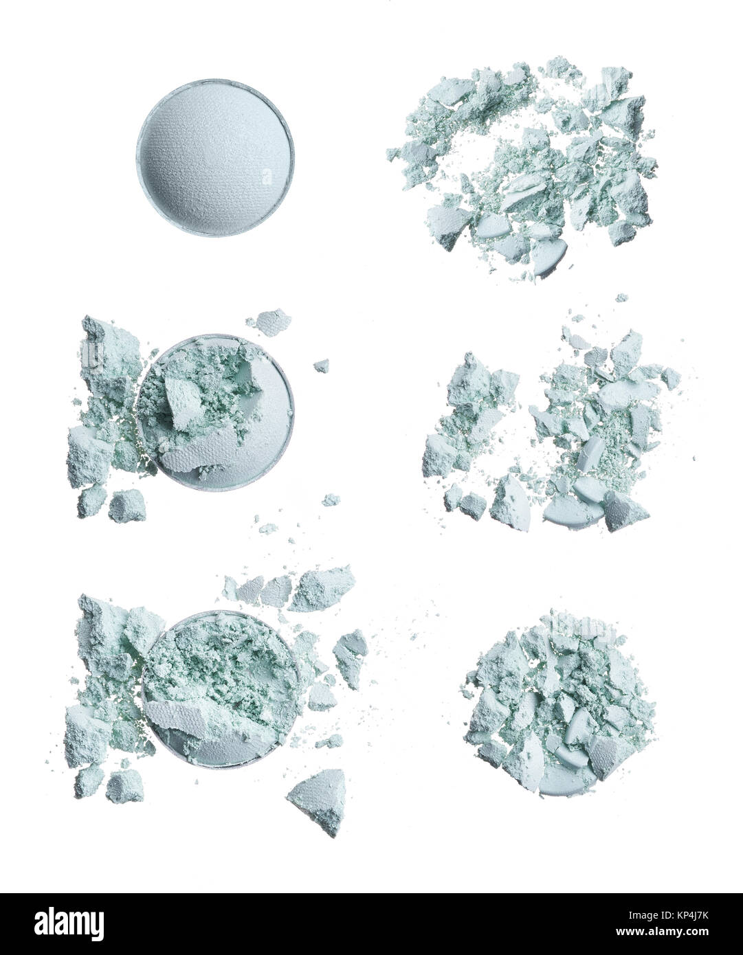 broken cosmetic products on white background Stock Photo - Alamy