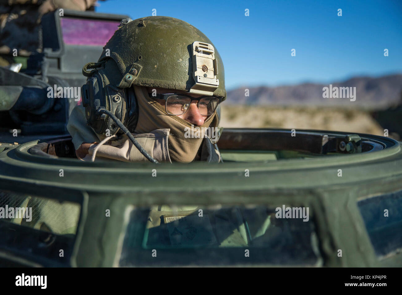 U.S. Marine Corps Lance Cpl. Ty Perkins, an amphibious assault vehicle ...