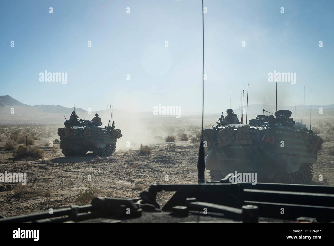 U.S. Marines Corps M1A1 abrams main battle tanks with Headquarters and ...