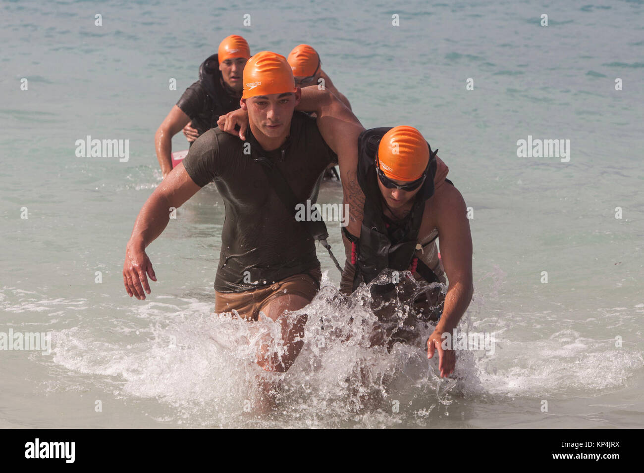 A U.S. Marine attending a Marine Corps Instructor Course of Water ...