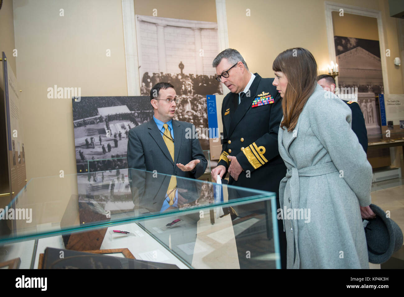 Tim Frank (left), historian, Arlington National Cemetery gives a tour ...