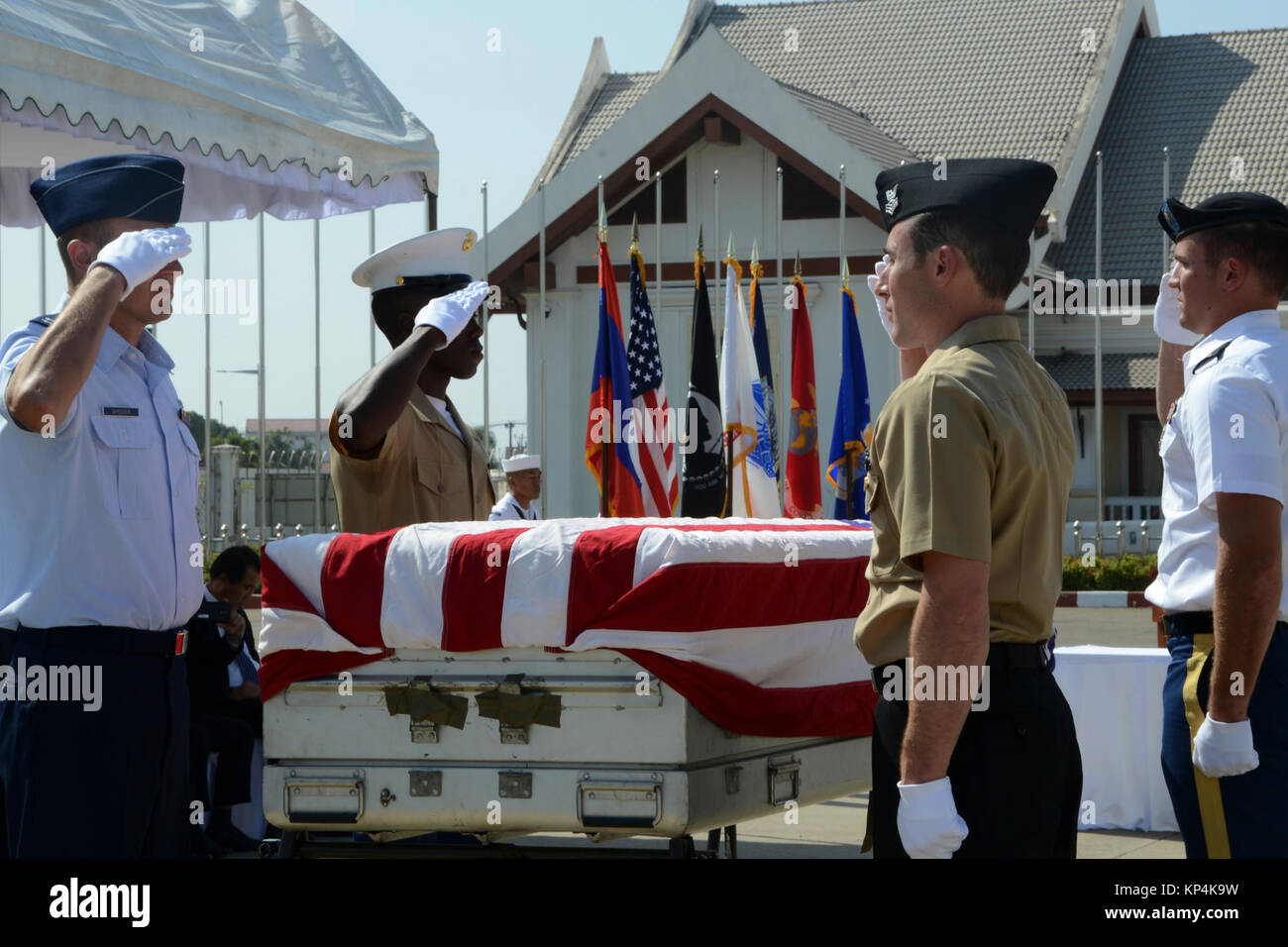 Defense POW/MIA Accounting Agency (DPAA) personnel salute during a ...