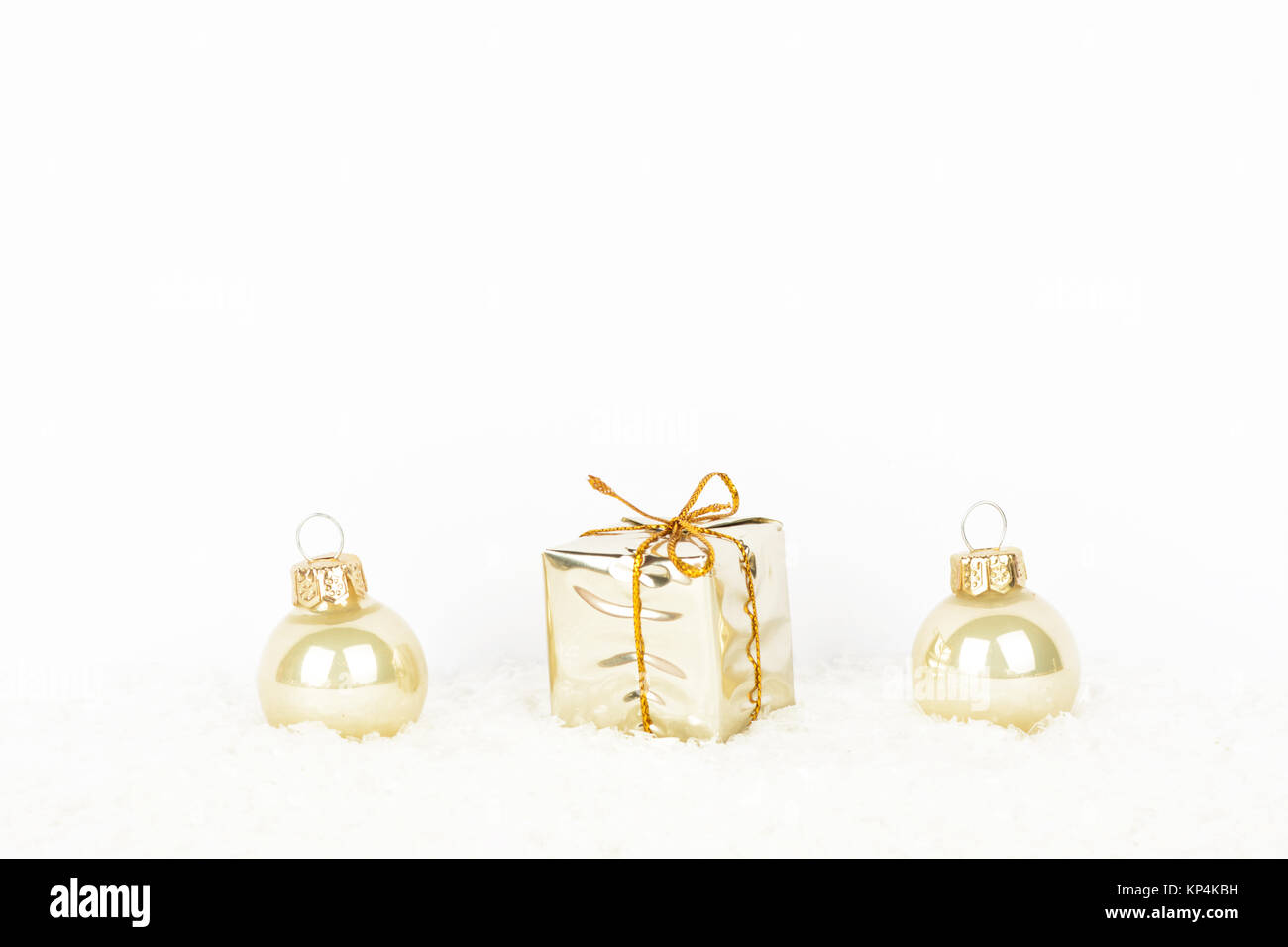 Christmas background with white christmas tree ball on glitter. Holiday ...