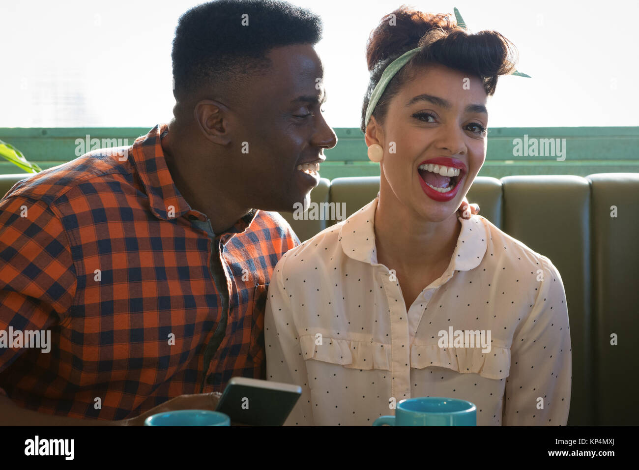 Couple talking smiling in open hi-res stock photography and images - Alamy