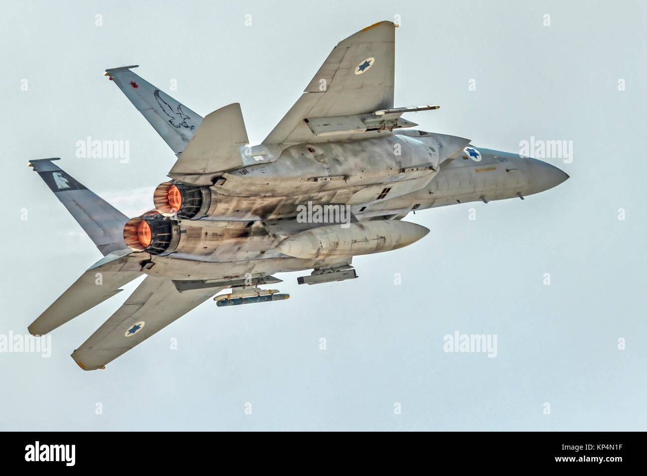 Israeli Air Force (IAF) McDonnell Douglas F-15D in flight with a blue ...