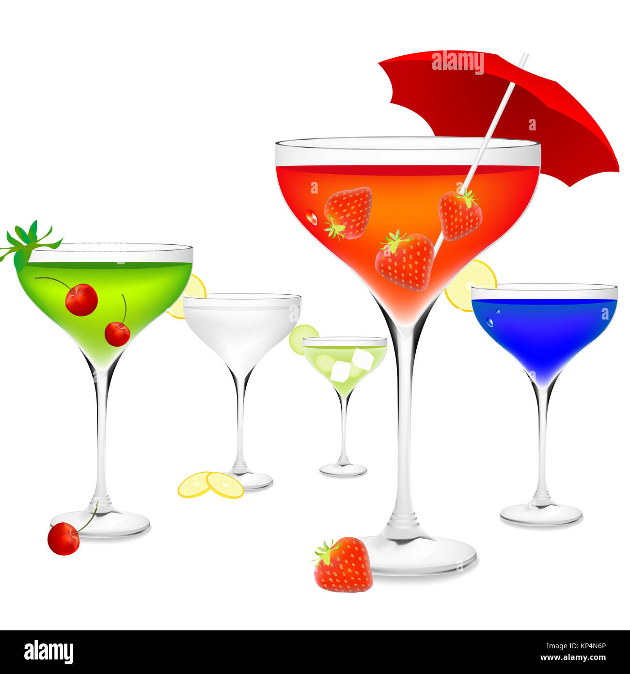 illustration of fruit mocktail on white background Stock Photo - Alamy