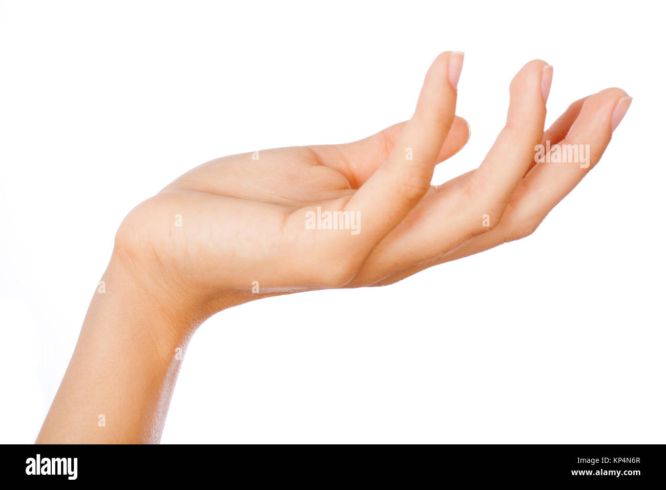 Gesture of womans open hand isolated on white background Stock Photo ...