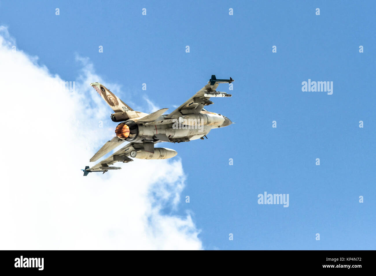 Israeli Air Force (IAF) General Dynamics F-16C in flight. Photographed ...