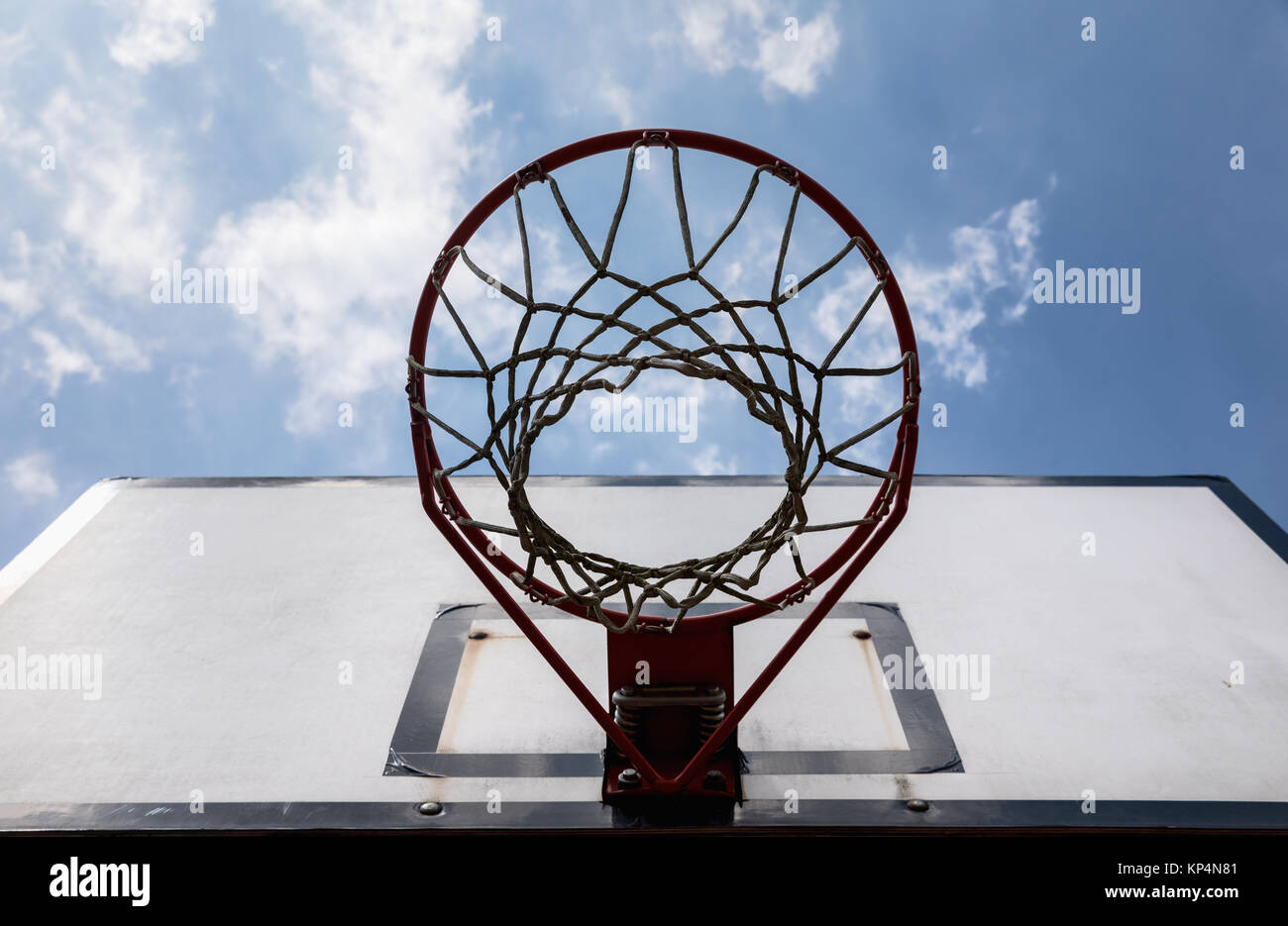 basketball backboard on blue cloudy sky background, Outdoor basketball ...